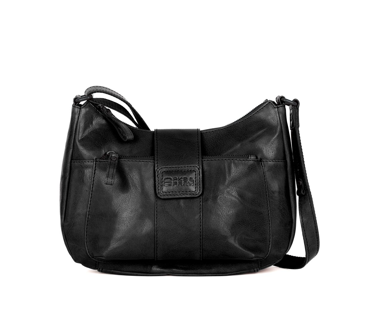 Leather Crossbody Bag - Carlia - Black