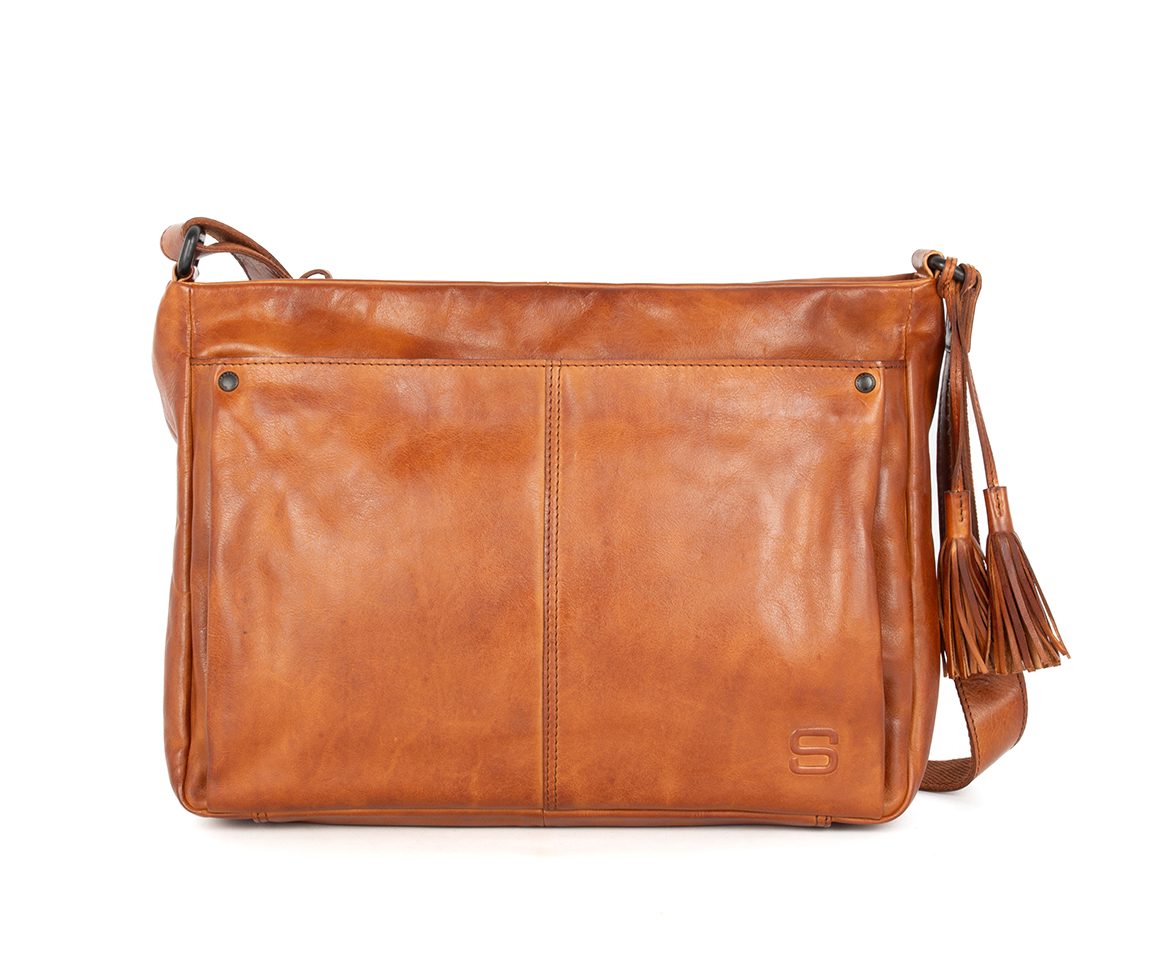 Leather Crossbody Bag - Charmayne - Brandy Cognac